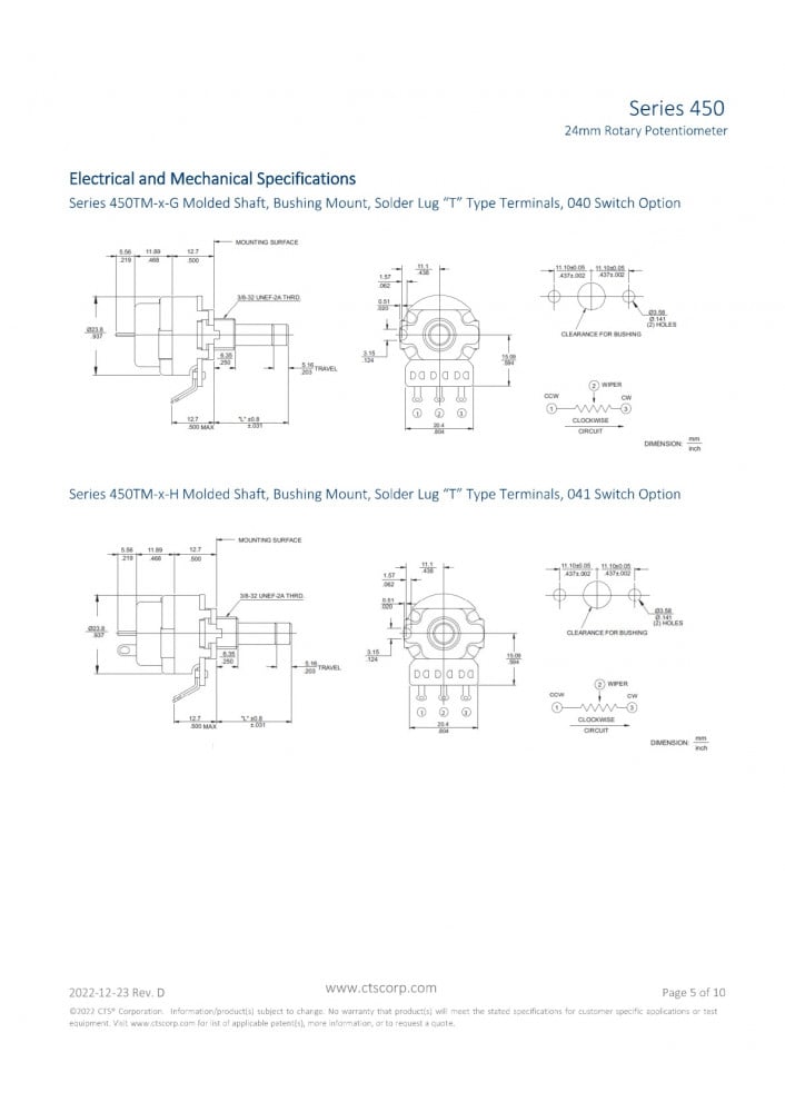 CTS Series 450 datasheet page 5