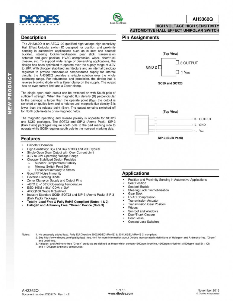 AH3362Q-P-A datasheet page 1