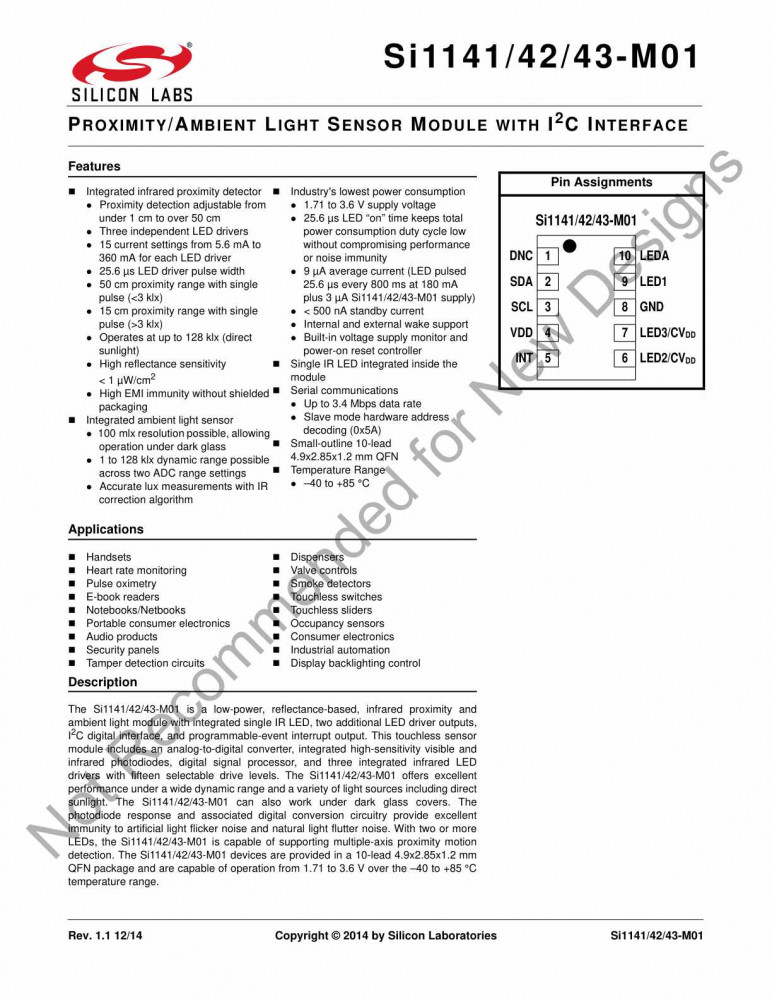 SI1143-M01 documentation page 1