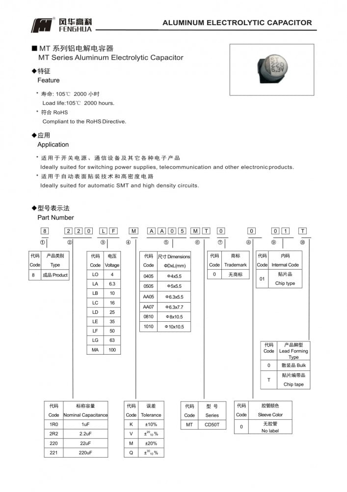 FH MT series datasheet page 1