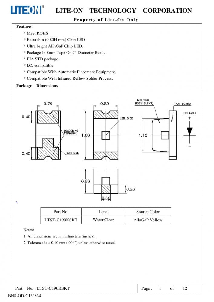LTST-C190KSKT datasheet page 2