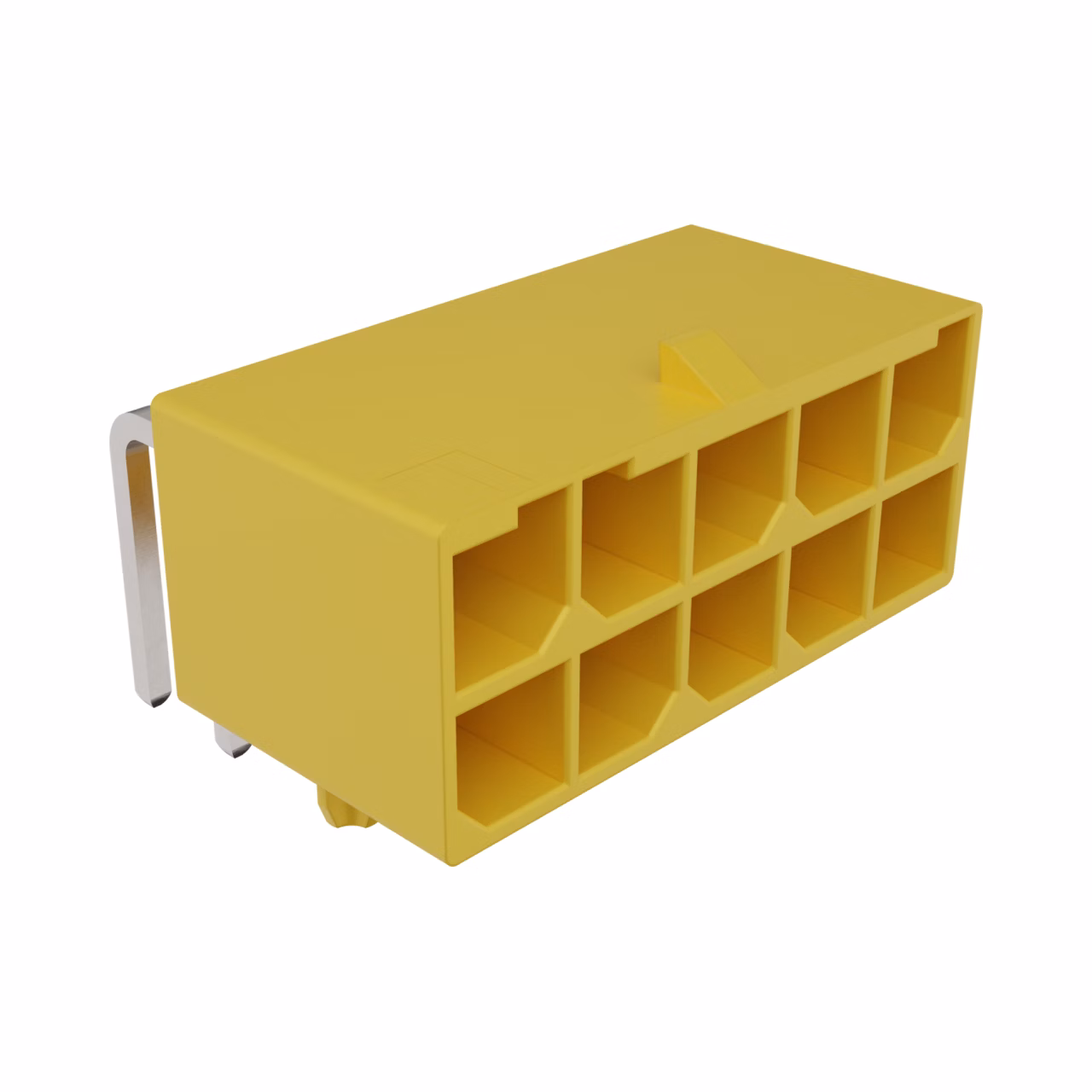 Mega-Fit ColorLock Right-Angle Header, 5.70mm Pitch, Through Hole, Dual Row, 10 Circuits, Matte Tin (Sn) Plating, 3.60mm Tail Length, Glow-Wire Capable, Tray, Yellow for sale