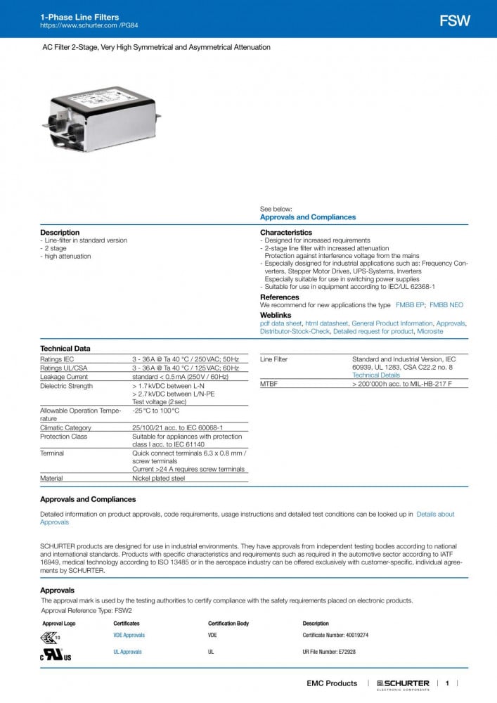 SCHURTER 5500.2222 technical document page 1