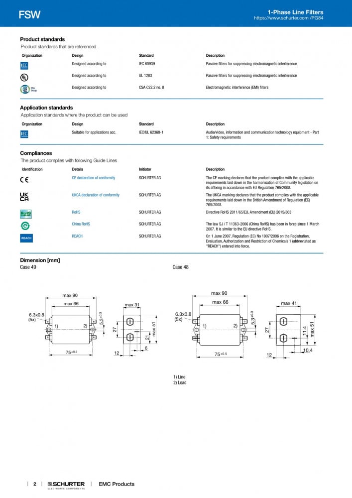 SCHURTER 5500.2222 technical document page 2