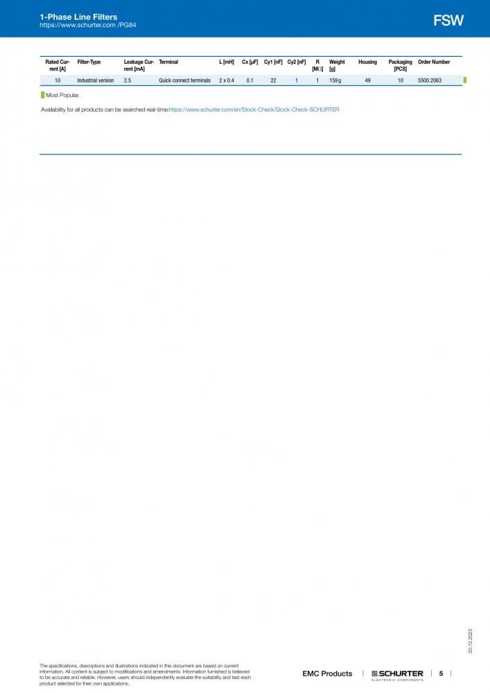 SCHURTER 5500.2222 technical document page 5