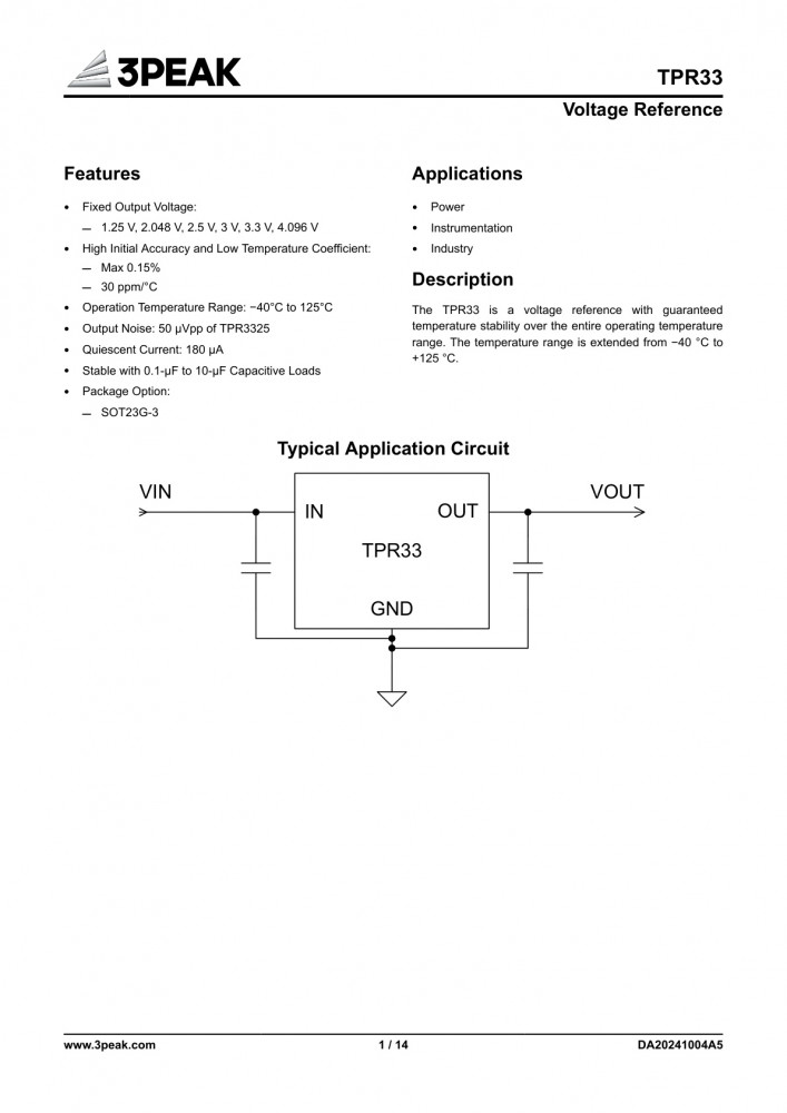 TPR33 datasheet page 1