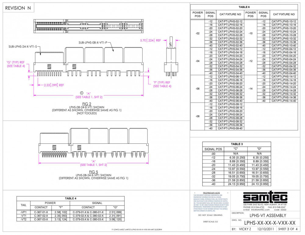 Samtec LPHS assembly drawing page 3