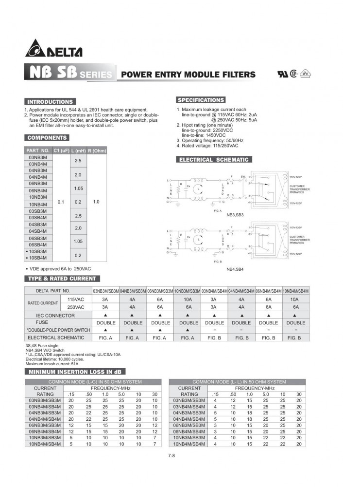 DELTA NB SB Series specification page 1
