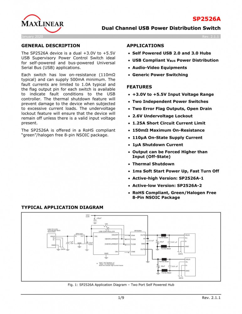 SP2526A datasheet page 1