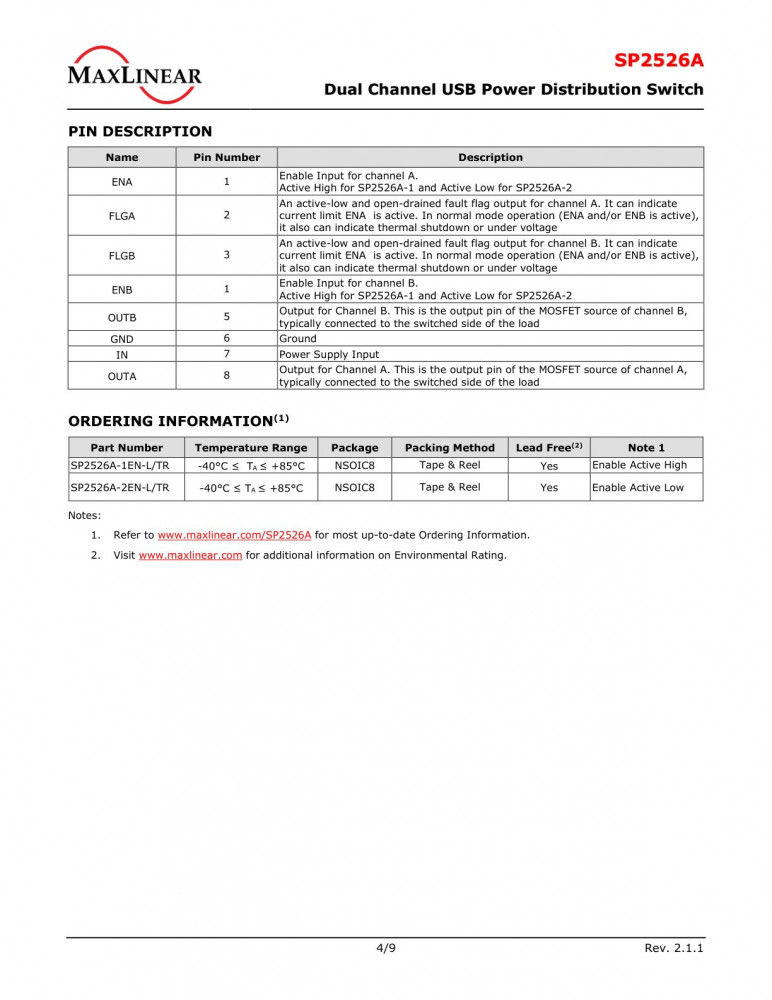 SP2526A datasheet page 4