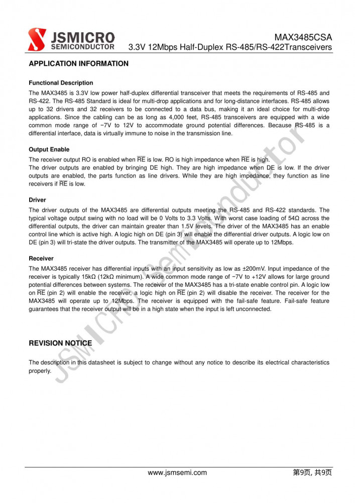 MAX3485CSA-JSM datasheet page 9