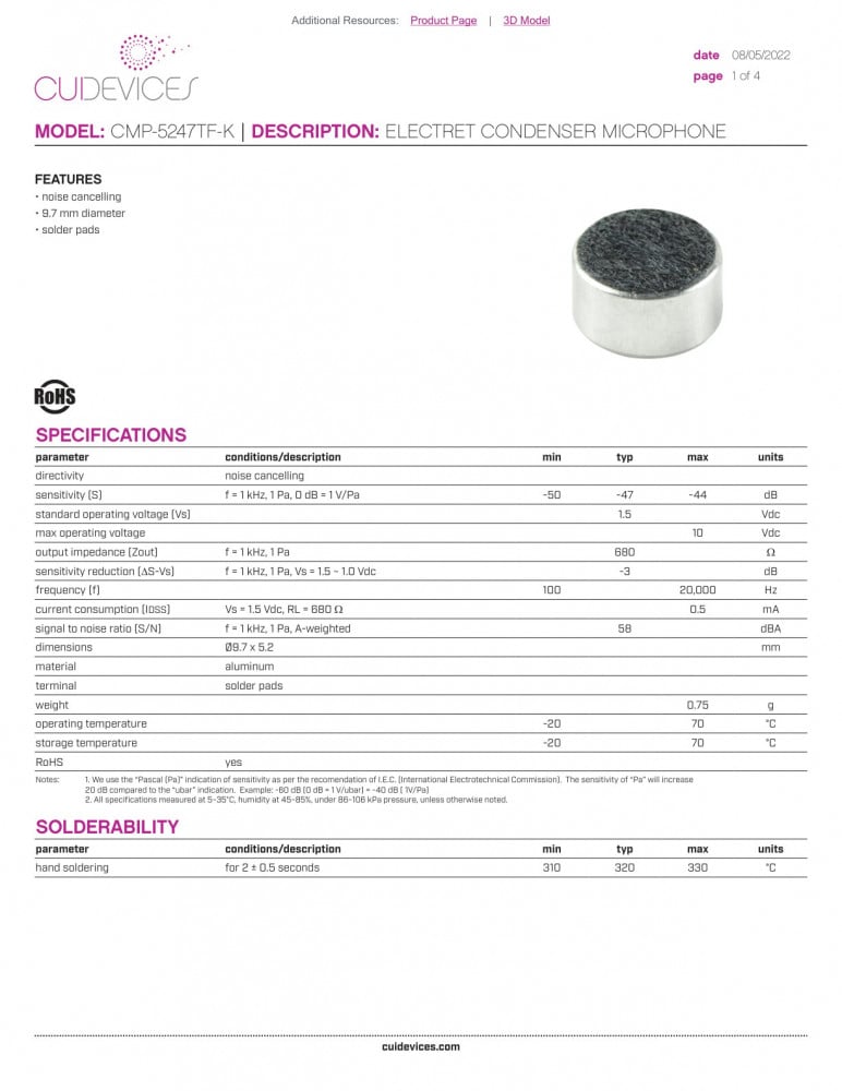 CMP-5247TF-K datasheet page 1