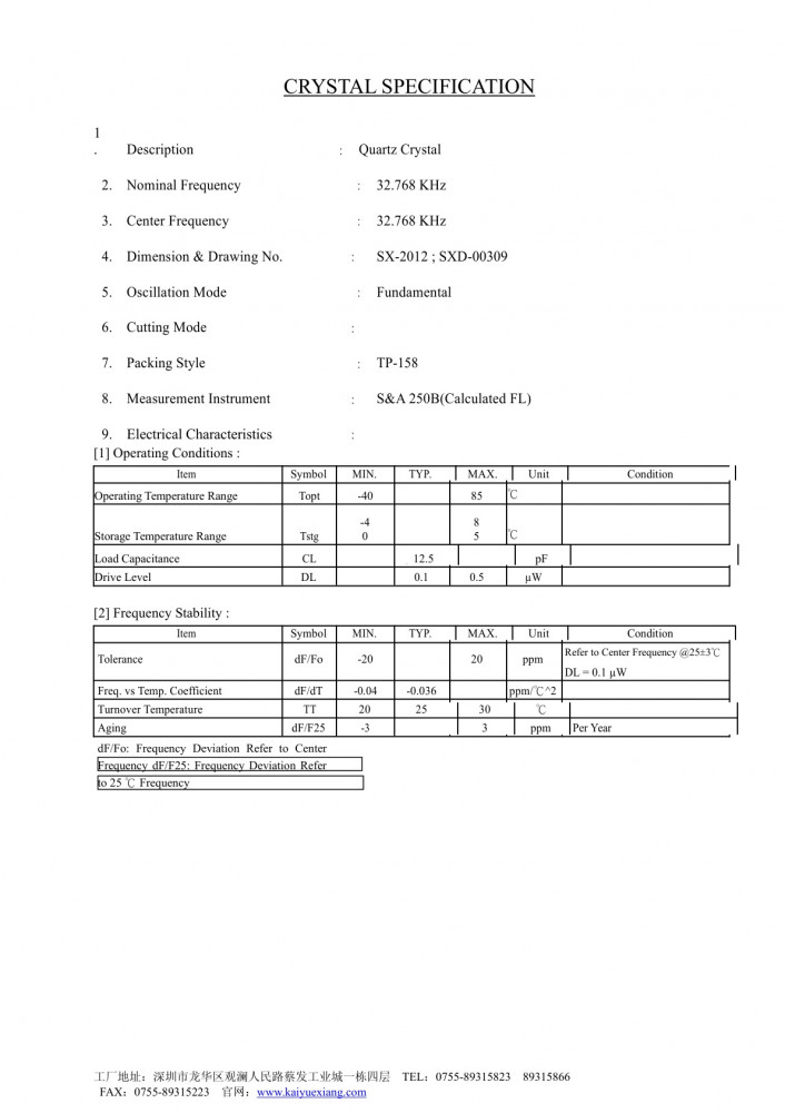 K2A32768125204 specification page 2