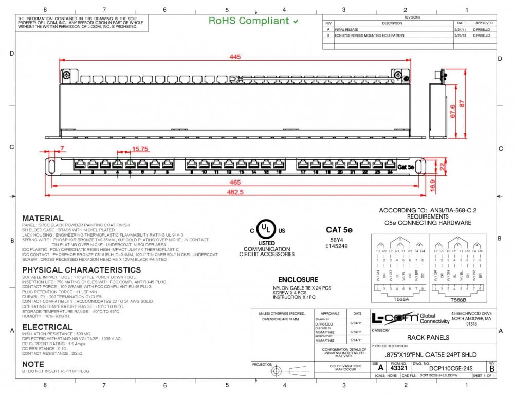 DCP110C5E-24S technical drawing and specification page