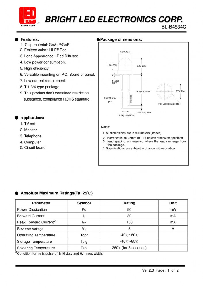 BL-B4534C technical documentation page 1