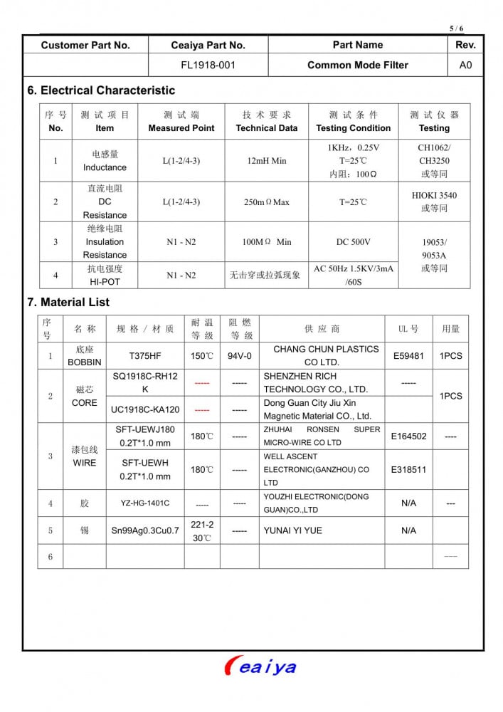 FL1918-001 specification sheet page 5