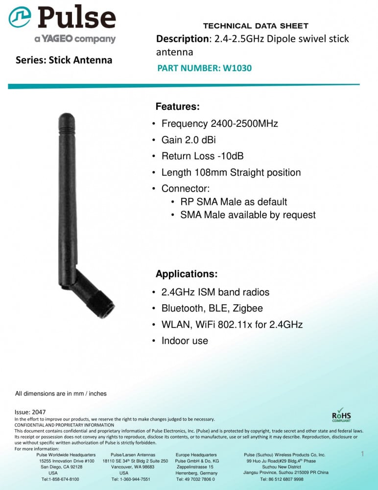 W1030 technical document page 1