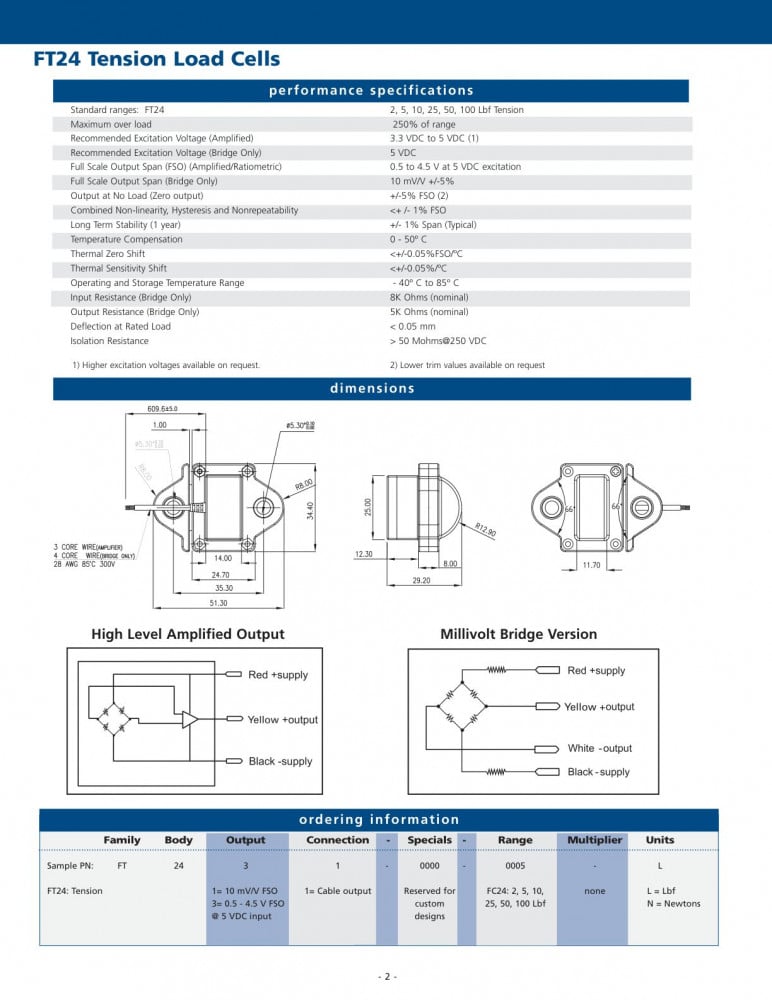 FT24 tension load cell technical document page 2