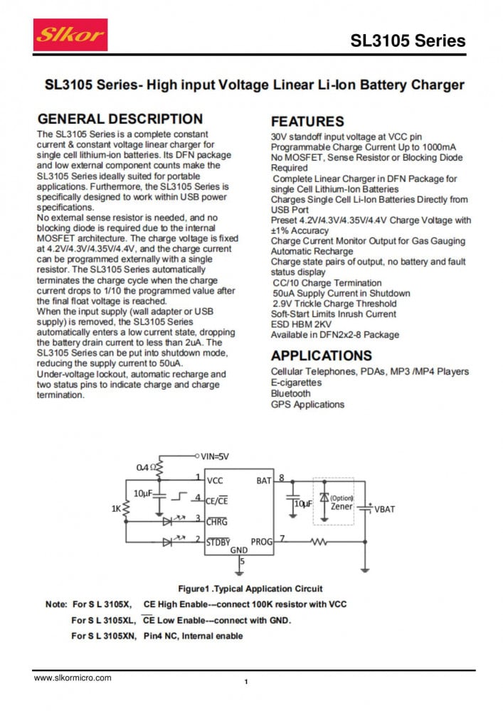 SL3105A datasheet page 1