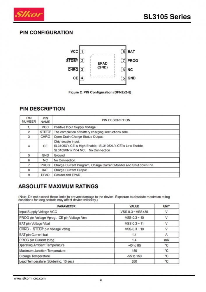 SL3105A datasheet page 3