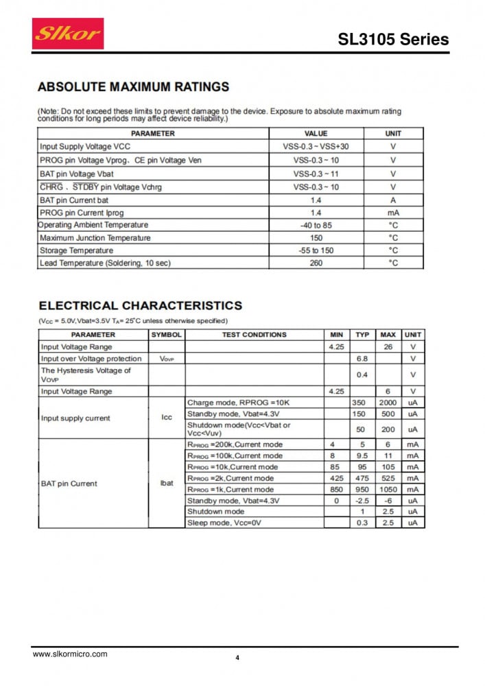 SL3105A datasheet page 4