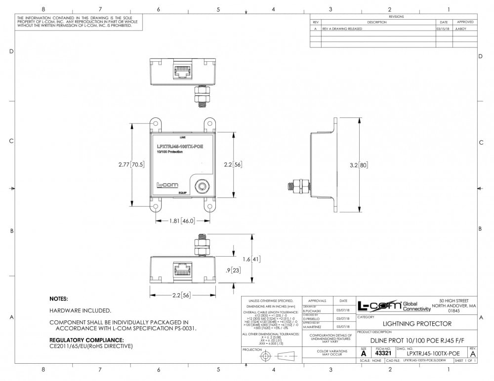 LPXTRJ45-100TX-POE technical document preview