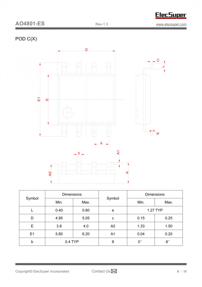 AO4801-ES datasheet page 8