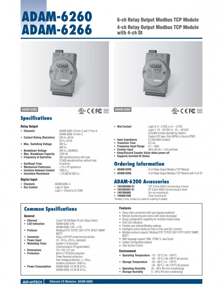 ADAM Ethernet I/O family reference, page 9