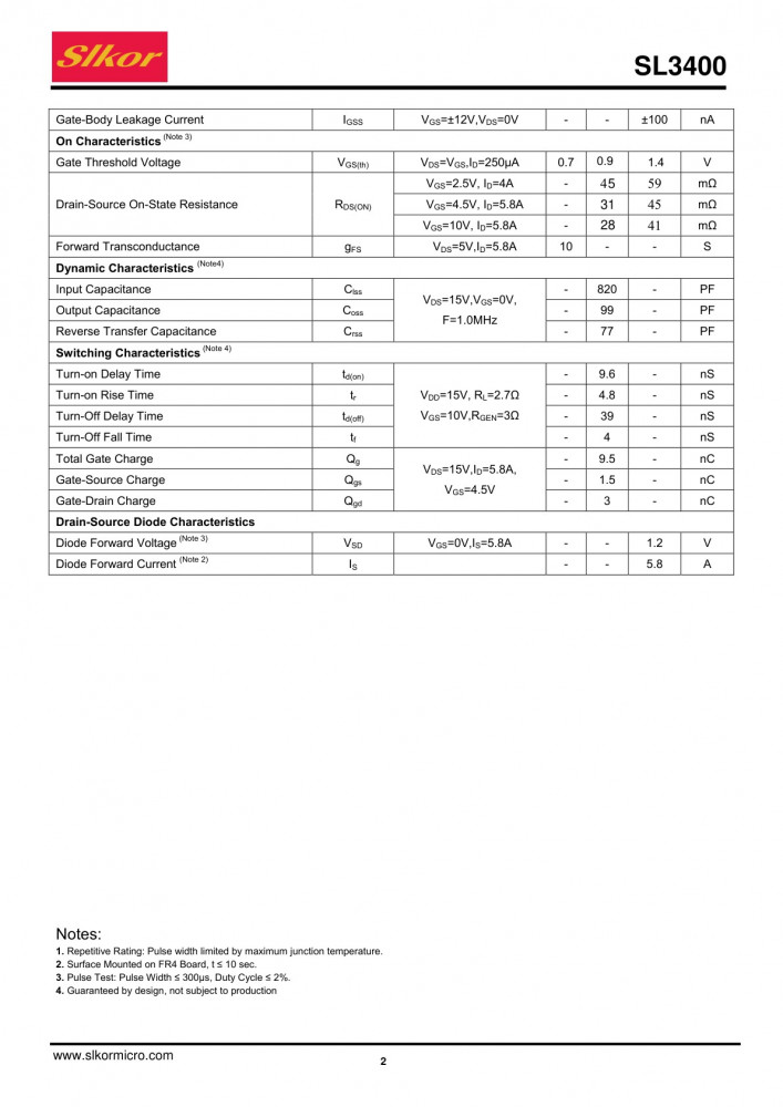 SL3400 datasheet page 2