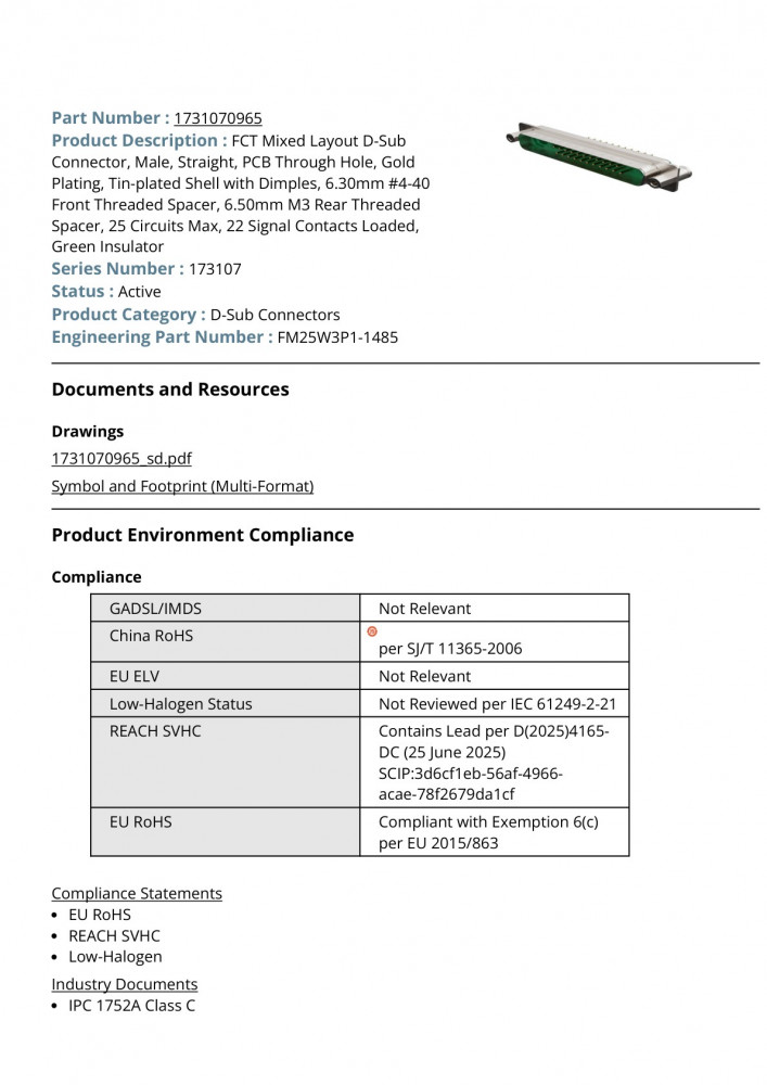 MOLEX 1731070965 technical drawing, page 1