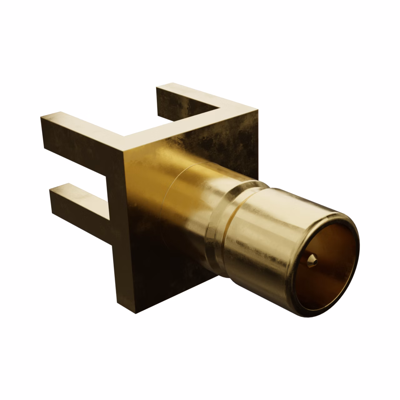 SMB Jack, Straight, PCB Receptacle, Edge Mount, Brass Body, Gold (Au) Plated, .065