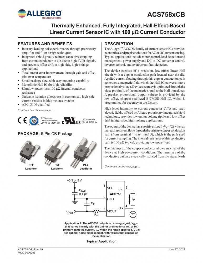 ACS758 datasheet page 1