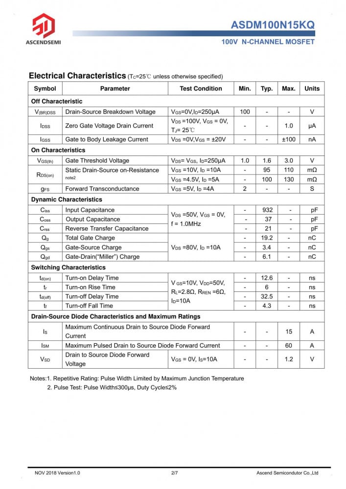 ASDM100N15KQ-R datasheet page 2