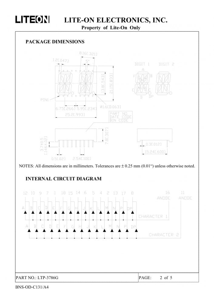 LTP-3786G datasheet page 2