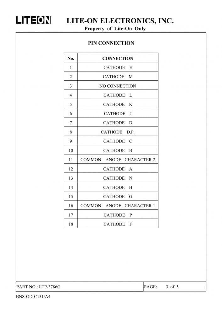 LTP-3786G datasheet page 3