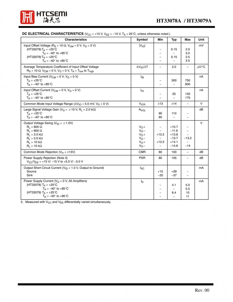 HT33078ARZ datasheet page 3