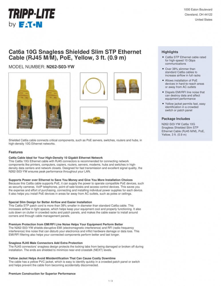 N262-S03-YW technical document page 1