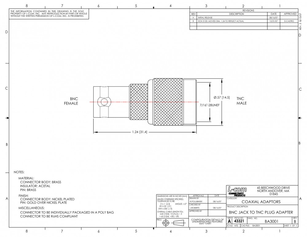L-com BA3001 technical document preview