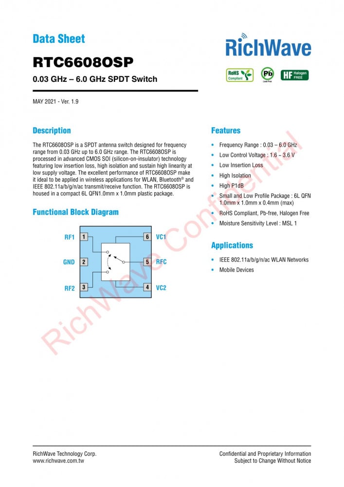 RTC6608OSP datasheet page 1