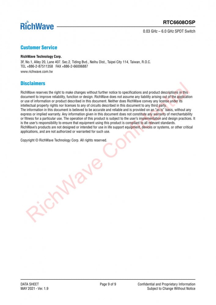 RTC6608OSP datasheet page 9