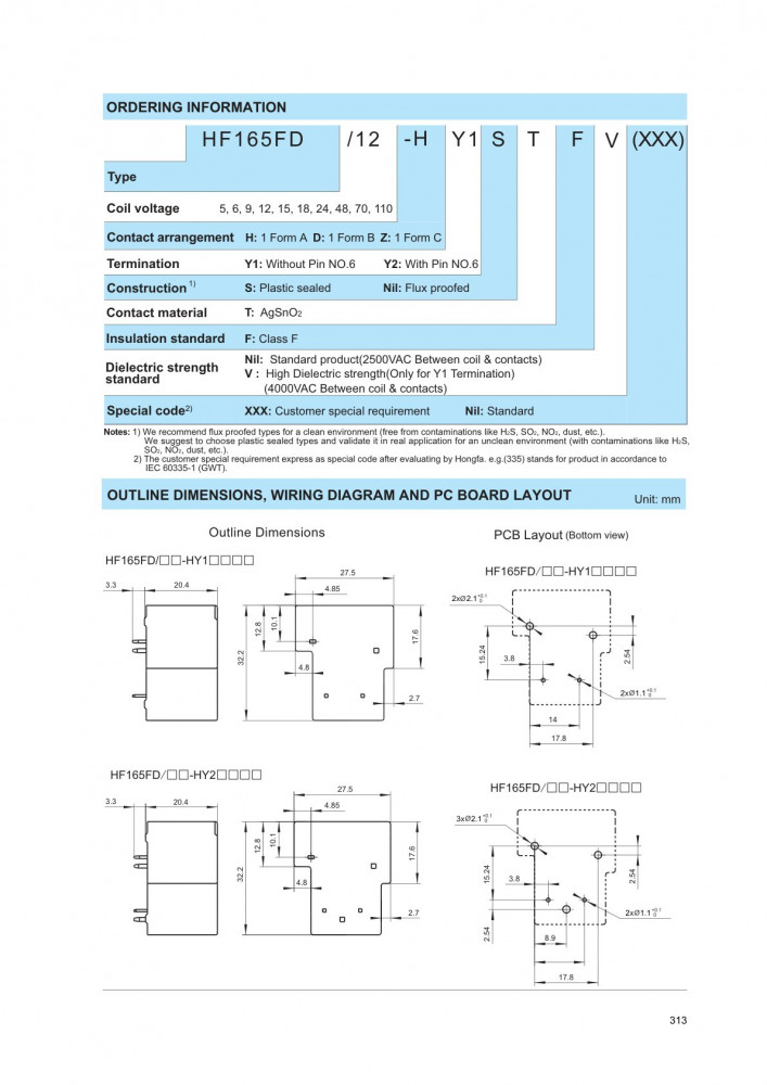 HF165FD datasheet page 2