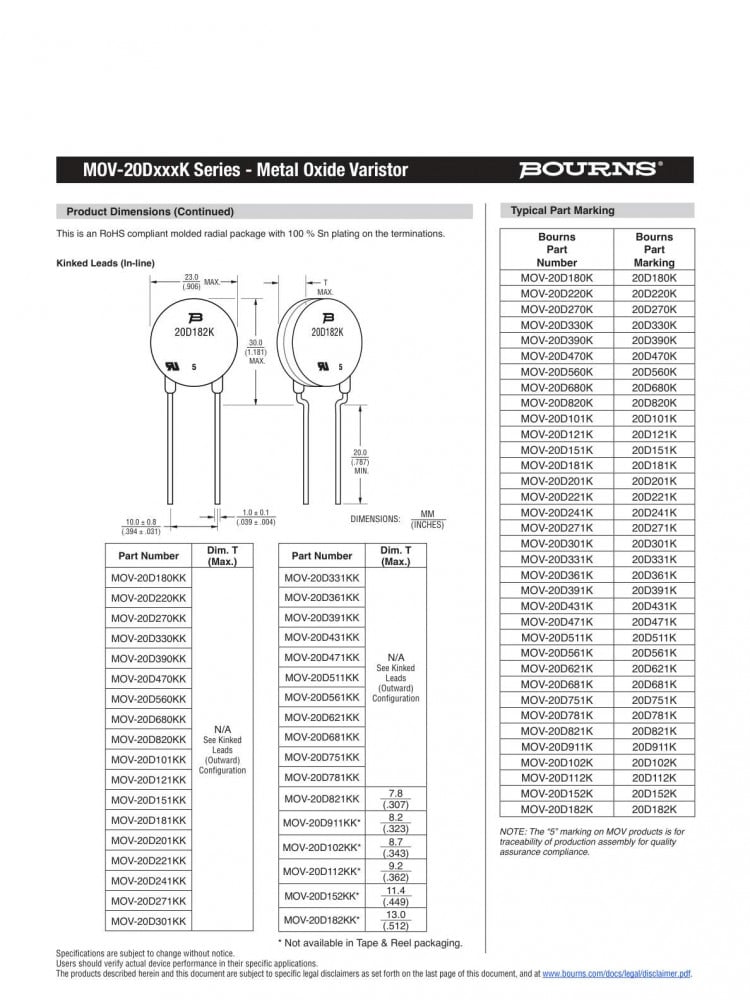 BOURNS MOV-20DxxxK datasheet page 4