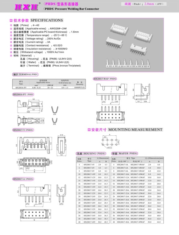 HX20017 series technical document page 1