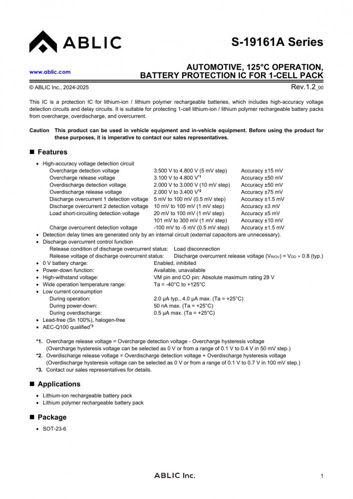 S-19161A datasheet page 1