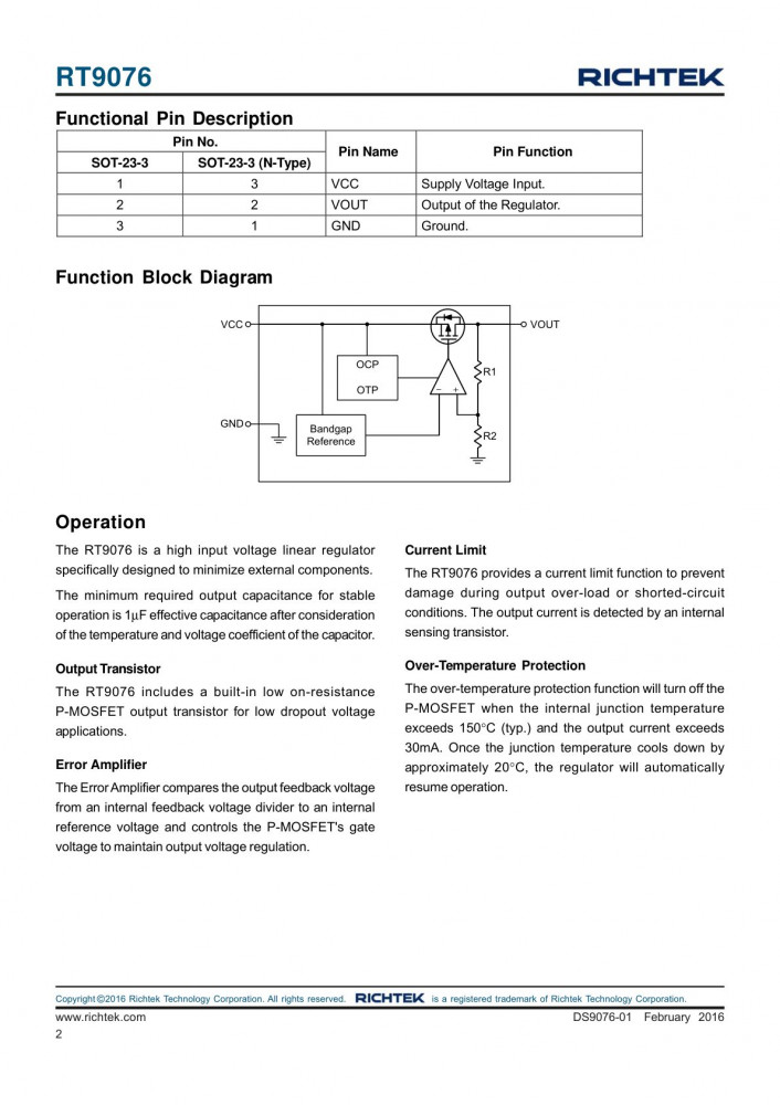 RT9076 datasheet preview, page 2