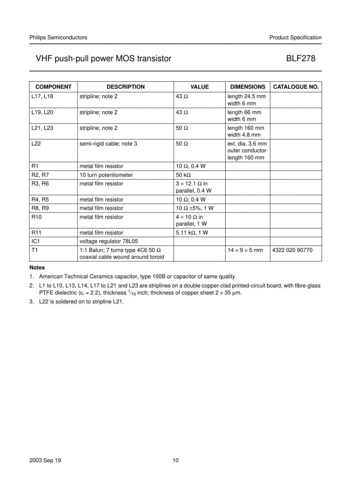 BLF278 datasheet page 10