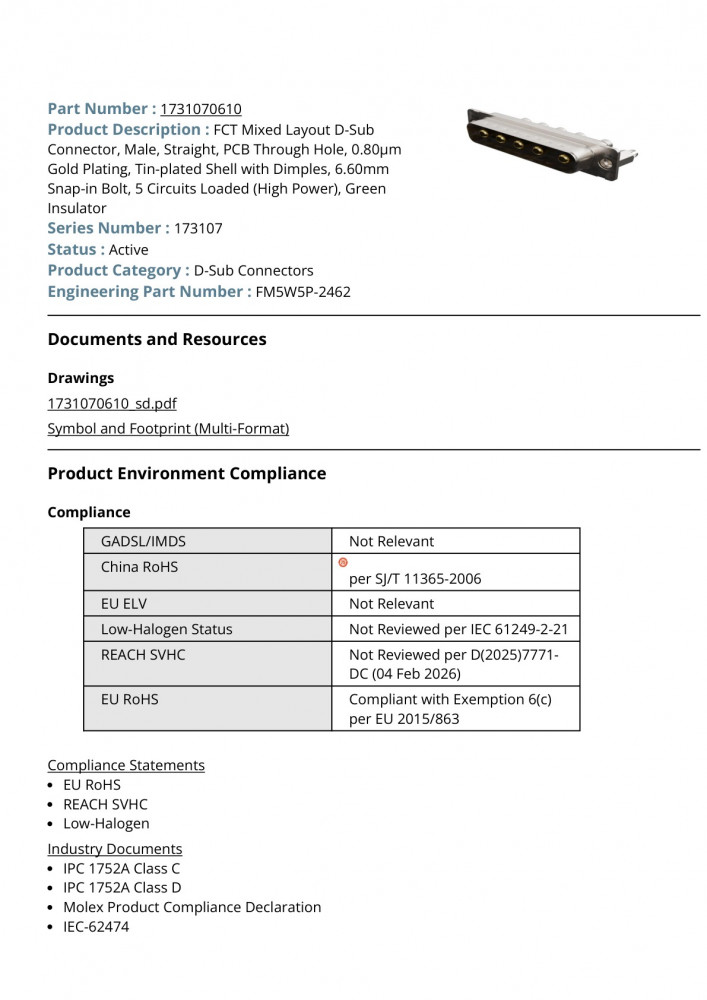 MOLEX 1731070610 drawing preview, page 1