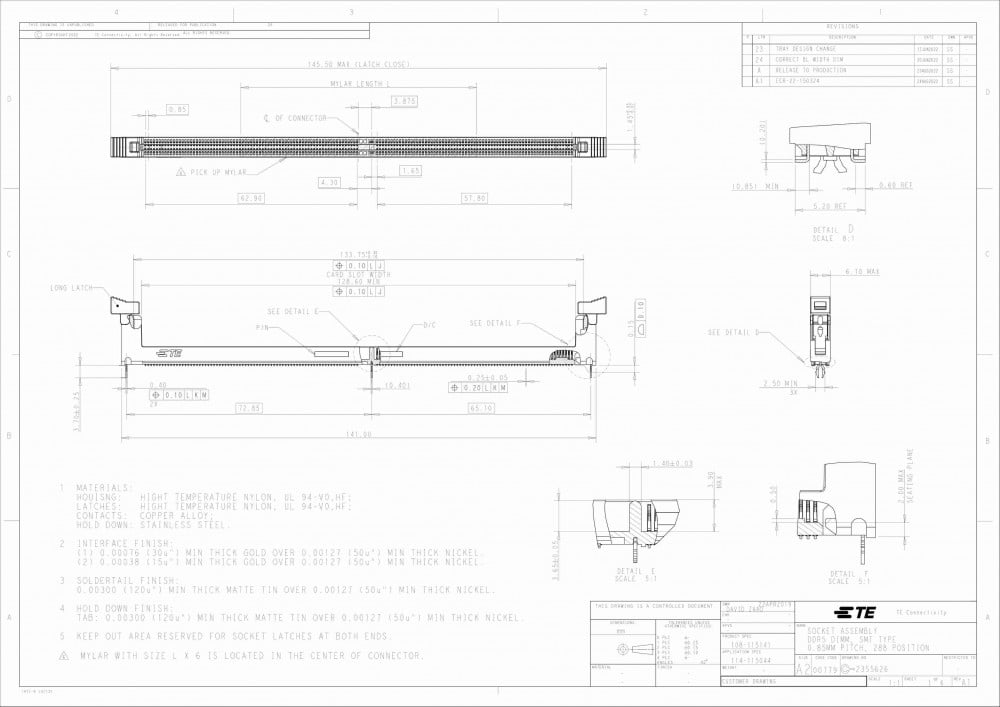 TE Connectivity 2-2355626-1 drawing page 1