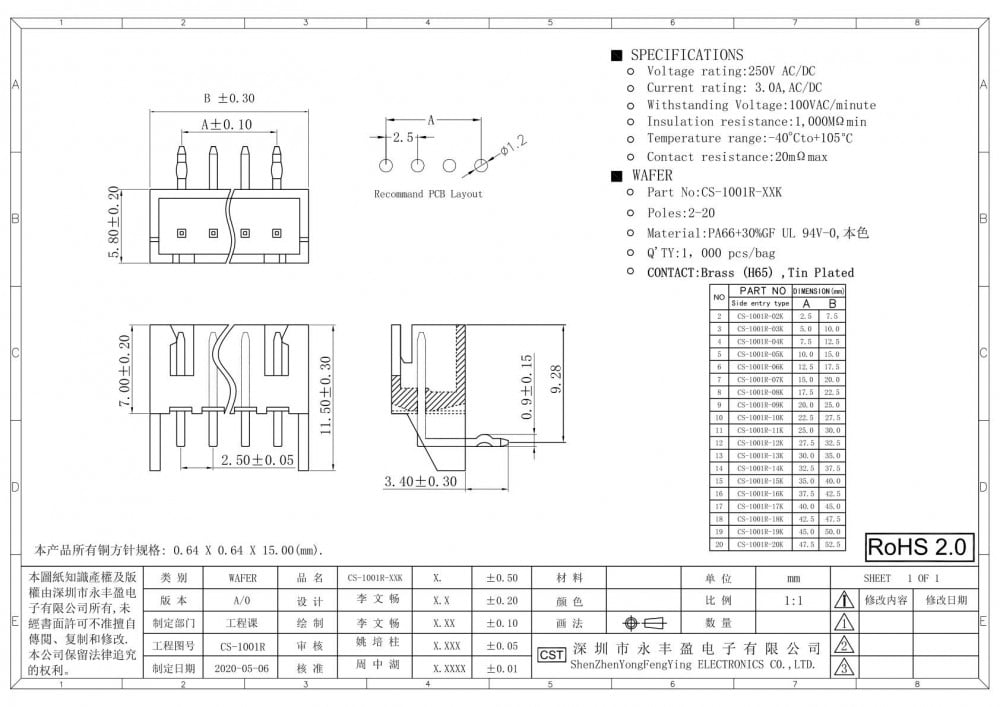 CST CS-1001R-08K technical drawing