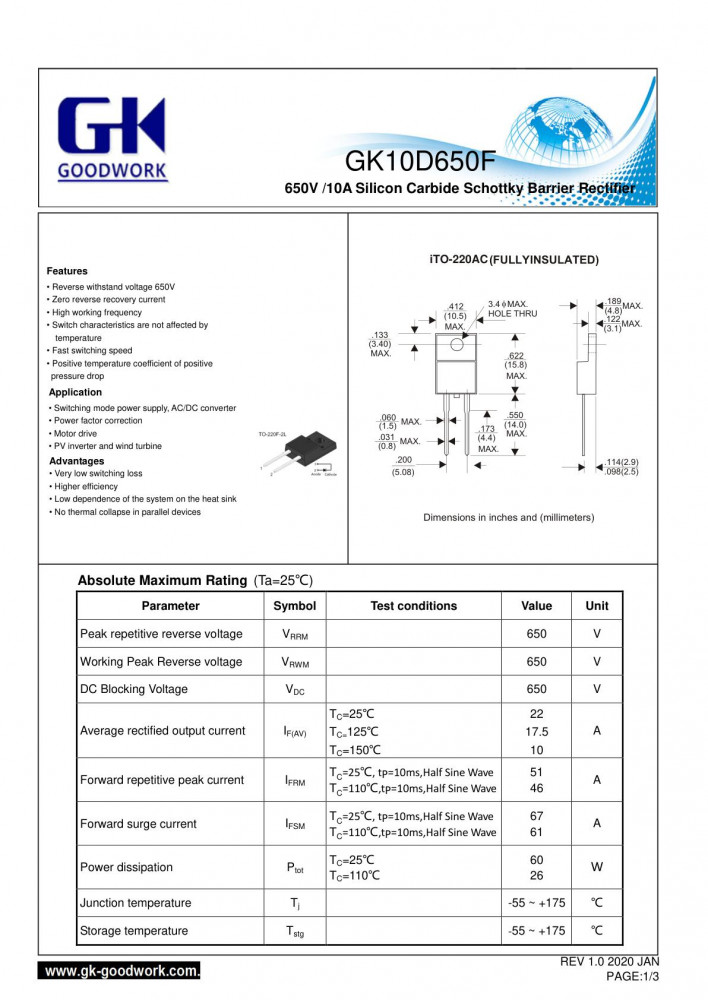 GK10D650F datasheet page 1